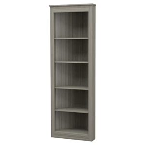 Inval 71" 5-Shelf Corner Bookcase, Gray Smoke Oak