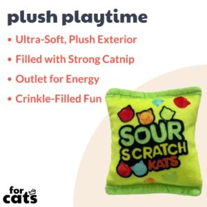 Huxley & Kent Cat Toy | Sour Scratch Kats | Snack Attack Strong Catnip Filled Cat Toy | Soft Plush Kitty Toy with Catnip and Crinkle | Kittybelles