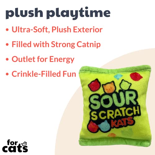 Huxley & Kent Cat Toy | Sour Scratch Kats | Snack Attack Strong Catnip Filled Cat Toy | Soft Plush Kitty Toy with Catnip and Crinkle | Kittybelles