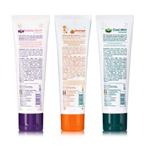 Himalaya Botanique Kids Toothpaste Variety Pack, Bubble Gum, Orange & Cool Mint Flavors to Reduce Plaque and Keep Kids Brushing Longer, 4 oz, 3 Pack