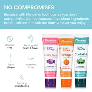 Himalaya Botanique Kids Toothpaste Variety Pack, Bubble Gum, Orange & Cool Mint Flavors to Reduce Plaque and Keep Kids Brushing Longer, 4 oz, 3 Pack