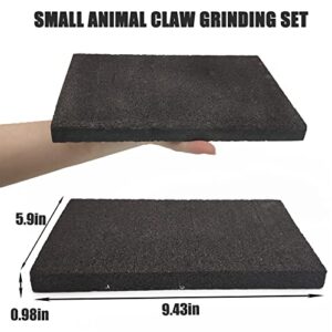 Hamiledyi Rabbit Scratch Foot Pads 2Pack Bunny Grinding Claw Pad Small Animals Lava Grinding Teeth Stone Hamster Chew Sweet Bamboo Treats Toy for Chinchilla Ferret Guinea Pig Rat Gerbil Hedgehog Black