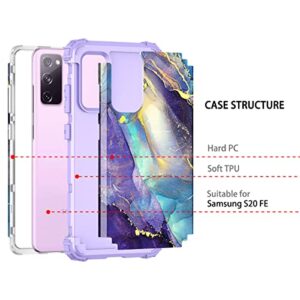 Rancase for Galaxy S20 FE 5G Case,Three Layer Heavy Duty Shockproof Protection Hard Plastic Bumper +Soft Silicone Rubber Protective Case for Samsung Galaxy S20 FE 5G,Purple