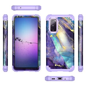 Rancase for Galaxy S20 FE 5G Case,Three Layer Heavy Duty Shockproof Protection Hard Plastic Bumper +Soft Silicone Rubber Protective Case for Samsung Galaxy S20 FE 5G,Purple