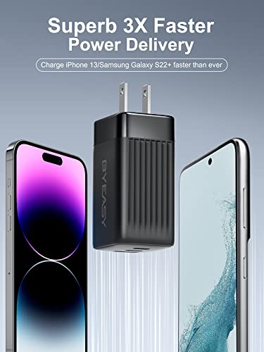 BYEASY 65W GaN USB C Charger, 3-Port PD PPS Fast Charger, USB C Wall Charger Power Adapter for MacBook Pro/Air, iPad Pro/Air, Galaxy S22 ultra/S20/S10, Dell XPS 13, Note 20/10+, iPhone 14/Pro, Pixel.