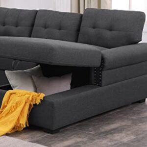 Springfavor 6 Seat Pull Out Couch Sectional Couches for Living Room with Storage Chaise Lounge, U-Shaped Modern Sofas & Couches with Nail for Department/Home/Office