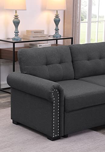 Springfavor 6 Seat Pull Out Couch Sectional Couches for Living Room with Storage Chaise Lounge, U-Shaped Modern Sofas & Couches with Nail for Department/Home/Office