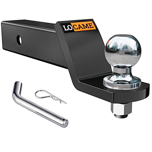 LOCAME Trailer Hitch Ball Mount, Fits 2.5-Inch Receiver Only, 8,000 LBS GTW with 2-Inch Ball Hitch & Pin, 2.5" Drop/Rise, Black, LC0042