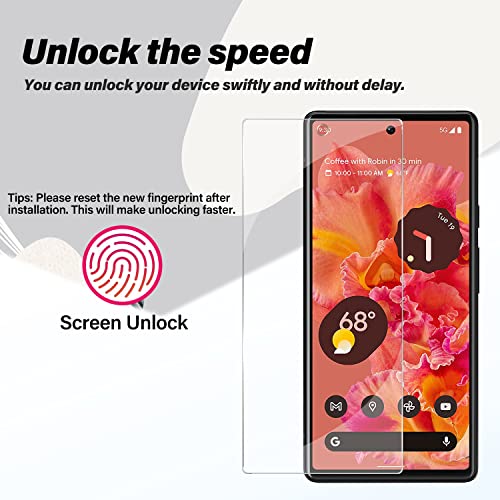 Pixel 6 Tempered Glass Screen Protector + Camera Lens Protector [ 2 + 2 Pack ][Fingerprint Unlock] [Anti-Scratch] [Case Friendly] HD Clear Protective Film for Google Pixel 6