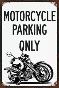 larkverk motorcycle parking only tin sign wall art vintage man cave bar shop garage metal sign home office decor tour art 12 x 8 in (multi-25)