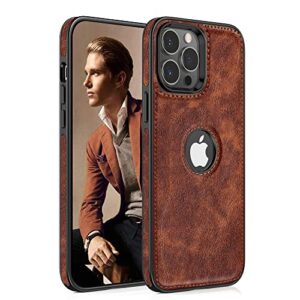 lohasic logo visible for iphone 13 pro max case, premium leather slim luxury elegant pu flexible non-slip grip protective cover men women phone cases for iphone 13 pro max 6.7" (2021) - brown