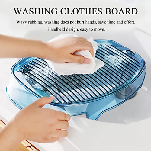 Cabilock Washing Clothes Board Transparent Thickened Washboard Anti- slip Washboard Household Hand Washing Board Underwear Washboard for Home Laundry Tool (Blue)