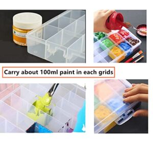 Feadily 36 Grids Plastic Large Nail Organizer Box, for Nail Accessories, Sewing Arts, Beads, Acrylic and Oil Paint, 14.9" x 9.2" x 1.9",Clear (1 Pack)