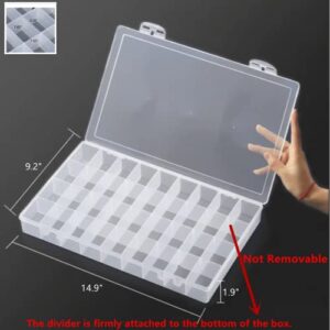 Feadily 36 Grids Plastic Large Nail Organizer Box, for Nail Accessories, Sewing Arts, Beads, Acrylic and Oil Paint, 14.9" x 9.2" x 1.9",Clear (1 Pack)