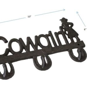 Midwest Craft House Rustic Wall Mounted Cowgirl Coat Rack with 3 Horseshoes for Hats Keys Coats Etc.