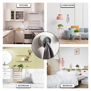 Round Adhesive Kitchen Towel Hook – Holder for Bathroom Hand Dish Towel Self Hook Easy Installation Firmly Without Tearing Ideal Mount Home Wall Cabinet Door Garage No Drilling Required Hanger 6 Pack