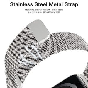 ZXCASD Metal Bands Compatible with Apple Watch Band 38mm 40mm 41mm Women Men,Silver Loop Adjustable Mesh Strap for iWatch Series 8 7 6 5 4 3 2 1 SE