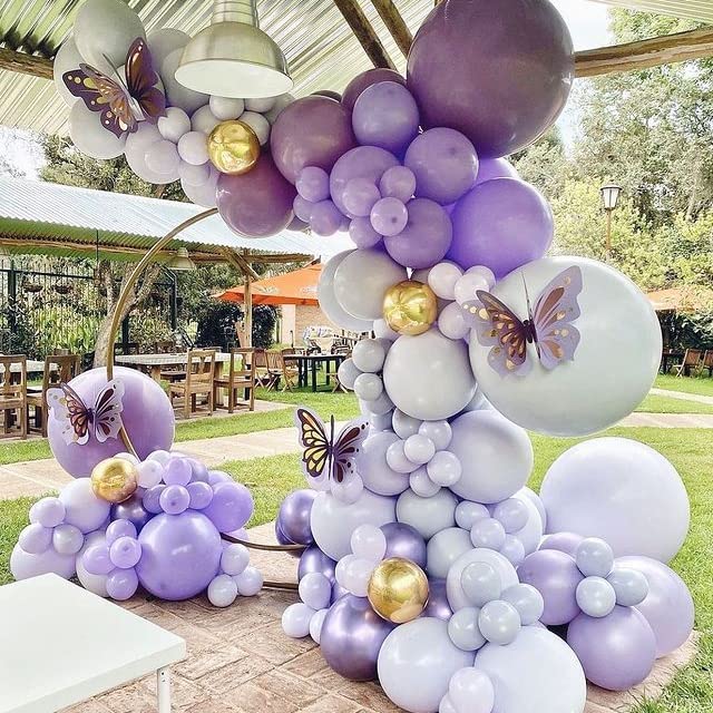 132Pcs Purple Balloon Garland Arch Kit, Lavender Light Purple Lilac Balloons 5/10/18Inch Macaron Pastel Latex Balloon for Birthday Baby & Bridal Shower Wedding Engagement Bachelorette Business Celebration Anniversaries Graduation LGBT Unicorn Party Suppli