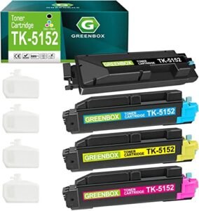 greenbox compatible toner cartridge replacement for kyocera tk-5152 tk5152 for mita ecosys m6535cidn m6035cidn p6035cdn tk-5152k tk-5152c tk-5152m tk-5152y printer (4 pack), black