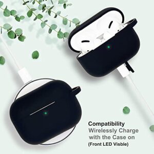 AirPods Pro Case Silicone AirPods Pro Case Cover with Keychain Cute Apple AirPods Pro Protective Case with Enameled Flower Keychain (Black)