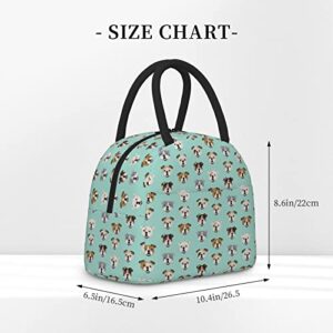 Aeoiba English Bulldog Dog Face Mint Green Insulated Lunch Bag Tote Handbag lunchbox Food Container Gourmet Tote Cooler warm Pouch for Beach School work Office