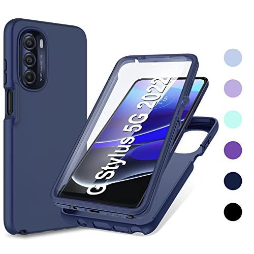 PUJUE for Motorola Moto G-Stylus 5G-2022 Case: Silicone Shockproof Protective Cell Phone Case - Slim Rugged Dual Layer 360 Full Protection Durable Tough Drop Proof Bumper (Navy Blue)