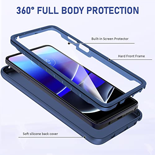 PUJUE for Motorola Moto G-Stylus 5G-2022 Case: Silicone Shockproof Protective Cell Phone Case - Slim Rugged Dual Layer 360 Full Protection Durable Tough Drop Proof Bumper (Navy Blue)