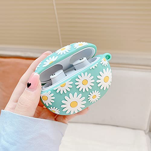 Joie & Joho Cute Chrysanthemum Cartoon Silicone Earphones Case Compatible with Beats Studio Buds Case 2021 Soft Case Cover for Beats Wireless Earbuds with Keychain