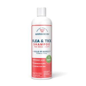 wondercide - flea & tick shampoo for dogs and cats - flea and tick killer treatment with natural essential oils - for pets over 4 months - powered by plants - 12 fl oz