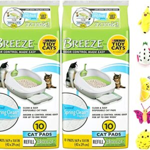 Tidy Cats Breeze Spring Clean Cat Pads Refill Pack (2) 10 Count Pouches with AuroraPet Catnip Toy (Assorted)