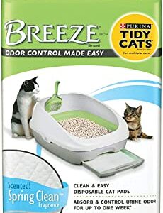 Tidy Cats Breeze Spring Clean Cat Pads Refill Pack (2) 10 Count Pouches with AuroraPet Catnip Toy (Assorted)