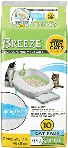 Tidy Cats Breeze Spring Clean Cat Pads Refill Pack (2) 10 Count Pouches with AuroraPet Catnip Toy (Assorted)