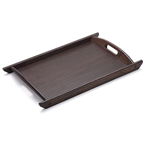 Kyraton Wood Serving Tray for Food Serving with Handles, Decorative Perfume Coffee Tea Table Living Room Wooden Kitchen Trays for Eating, Food Tray for Party Breakfast Kitchen Dinner