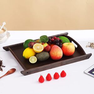 Kyraton Wood Serving Tray for Food Serving with Handles, Decorative Perfume Coffee Tea Table Living Room Wooden Kitchen Trays for Eating, Food Tray for Party Breakfast Kitchen Dinner