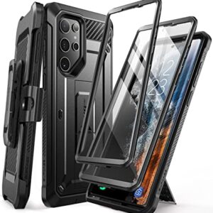 SUPCASE Unicorn Beetle Pro Case for Samsung Galaxy S22 Ultra 5G (2022 Release), [Extra Front Frame] Full-Body Dual Layer Rugged Belt-Clip & Kickstand Case with Built-in Screen Protector (Black)