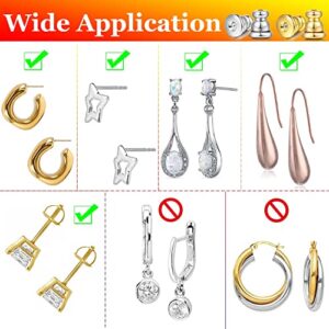 Moconar Locking Earring Backs for Studs, Hypoallergenic 18k Gold Bullet Earring Backs Replacements for Studs/Droopy Ears, Secure Locking Backing for Sensitive Ears (Silver 2pairs)