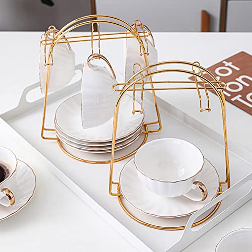 Rack Display Stand Service for Tea Cups, Gold Nordic Home Kitchen Tabletop Coffee Mug Holder, 4Cups Coffee Mugs & Tea Cup Storage Rack, Coffee Counter Bar Accessory & Kitchen Organizer Rack Type A