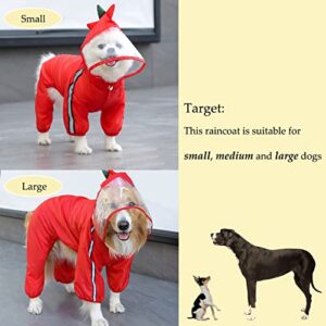 SEIS Dog Raincoat Hooded Dinosaur Pet Rain Wear Waterproof Frog Pet Poncho Breathable Dogs Suit Reflective Strap Pet Outfit for Small Medium Large Dogs (4XL (Back Length 55cm/21.6"), Red Dinosaur)