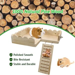 BNOSDM Wooden Hamster Platform for Cage with Ladder Dwarf Hamster Standing Platform Wood Rat Cage Accessories Exercise Toy for Mouse Guinea Pig Chinchilla Gerbil Squirrel (L)