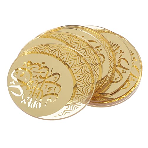 Abaodam Mirror Decor 10 Pcs Acrylic Eid Mubarak Resuable for Hajj Mubarak Festival Anniversary Party Celebration Decoration Supplies Golden Moon Decor