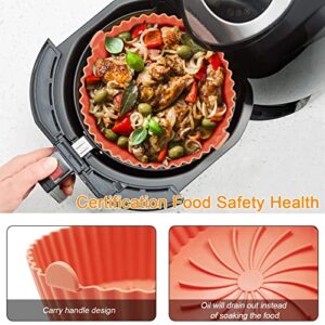 Jasilon [UPGRADED LARGE]Air Fryer Liners with Basting Brush,Non-Stick Air Fryer Silicone Pot,Replacement Basket of Flammable Parchment Paper Liner,Food Grade Reusable Air Fryer Accessories-Orange