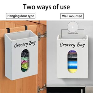 Rustic Wooden Grocery Bag Holder Wall Mounted, Plastic Bag Holder Organizer for Cabinet, Trash Bag Holder for Plastic Bags, Trash Bag Dispenser Organizer for Home & Kitchen Organization and Storage