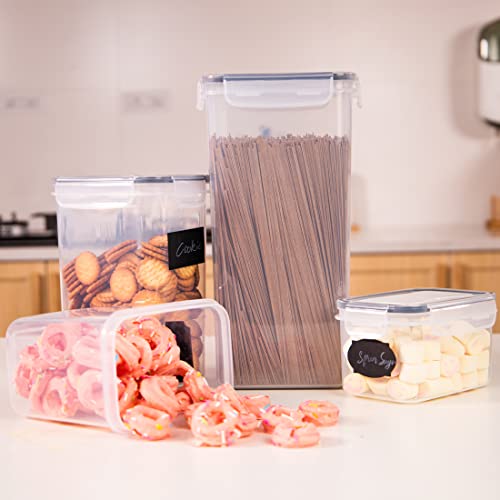 HL Home-Link 【24 Pack】 Airtight Food Storage Containers Set Plastic Kitchen Food Containers with Lids BPA Free Clear Snack Containers for Cereal, Flour, Pasta, Sugar with Free Marker & 30 Labels