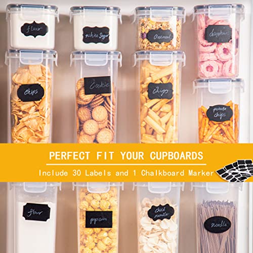 HL Home-Link 【24 Pack】 Airtight Food Storage Containers Set Plastic Kitchen Food Containers with Lids BPA Free Clear Snack Containers for Cereal, Flour, Pasta, Sugar with Free Marker & 30 Labels