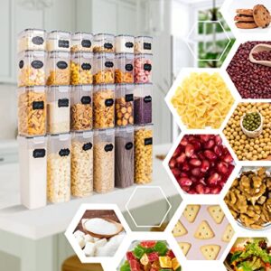 HL Home-Link 【24 Pack】 Airtight Food Storage Containers Set Plastic Kitchen Food Containers with Lids BPA Free Clear Snack Containers for Cereal, Flour, Pasta, Sugar with Free Marker & 30 Labels