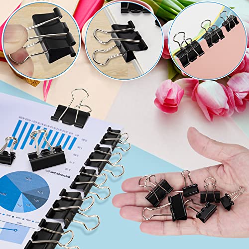 Paper Clips Binder Clips Set,450 PCS Sliver Paperclips and Black Binder Clips,Assorted Sizes Jumbo, Medium,Small for School,Office, Classroom, Home Document Organizing Supplies