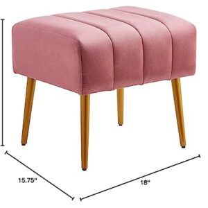 Ball & Cast Upholstered Velvet Storage Bench 44" W x 16" D x 18" H Rose, Set of 1 Upholstered Velvet Ottoman,Footrest 18" W x 15.75" D x 17.5" H Rose,Golden Powder Coating Legs Set of 1