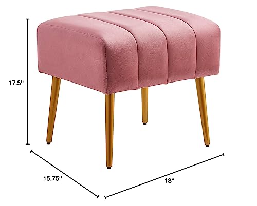 Ball & Cast Upholstered Velvet Storage Bench 44" W x 16" D x 18" H Rose, Set of 1 Upholstered Velvet Ottoman,Footrest 18" W x 15.75" D x 17.5" H Rose,Golden Powder Coating Legs Set of 1