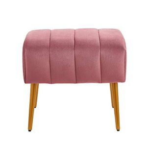 Ball & Cast Upholstered Velvet Storage Bench 44" W x 16" D x 18" H Rose, Set of 1 Upholstered Velvet Ottoman,Footrest 18" W x 15.75" D x 17.5" H Rose,Golden Powder Coating Legs Set of 1