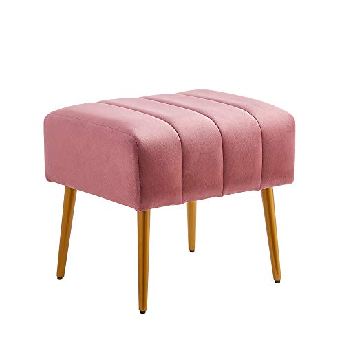 Ball & Cast Upholstered Velvet Storage Bench 44" W x 16" D x 18" H Rose, Set of 1 Upholstered Velvet Ottoman,Footrest 18" W x 15.75" D x 17.5" H Rose,Golden Powder Coating Legs Set of 1